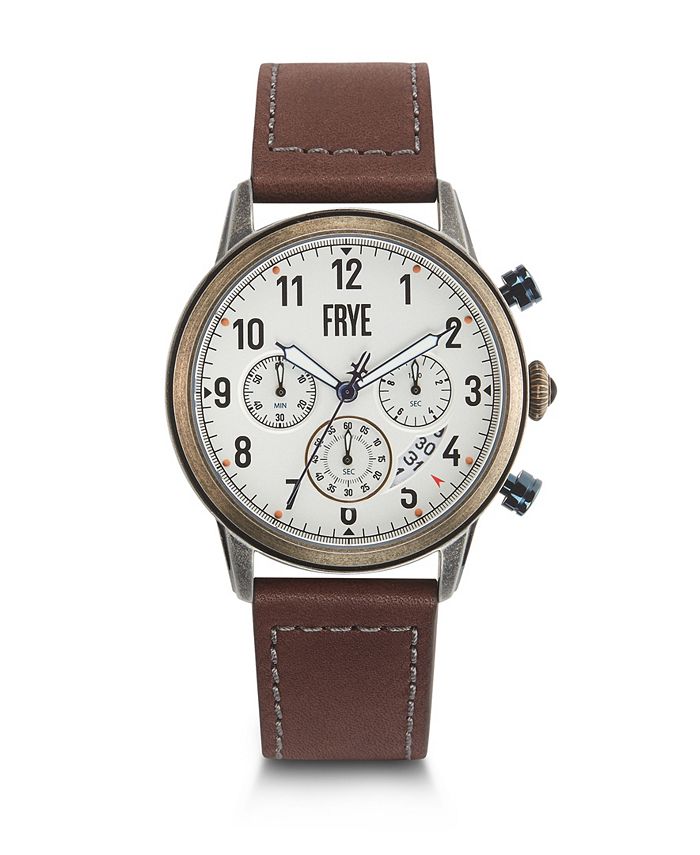 Frye Mens' Graham Chronograph Cognac Leather Strap Watch - Macy's