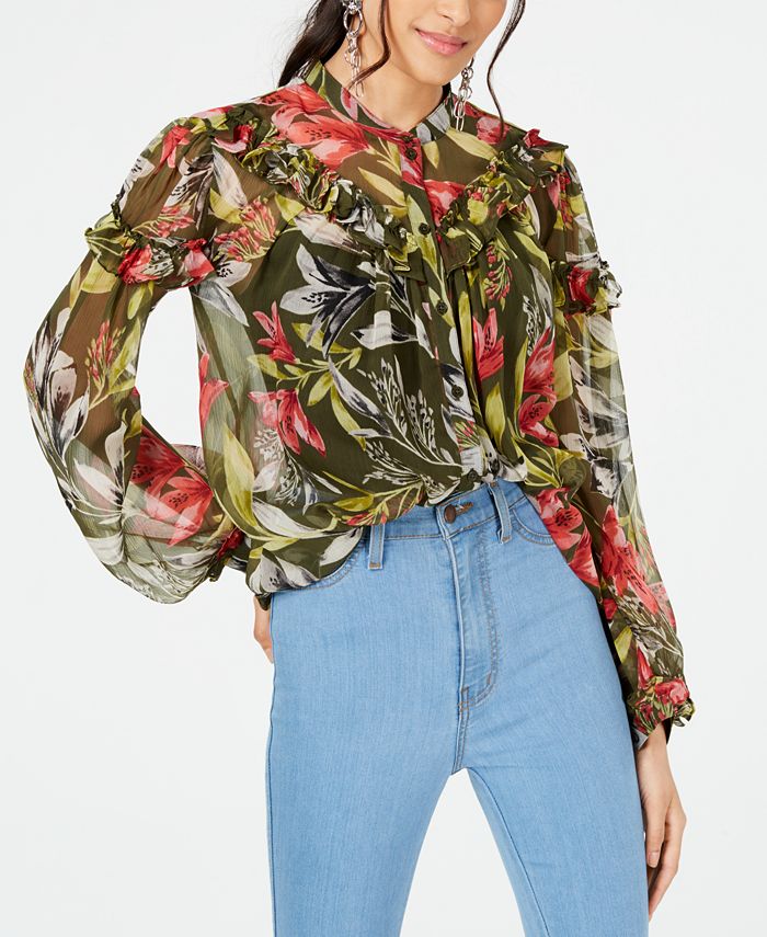 French Connection Floreta Ruffled Blouse - Macy's