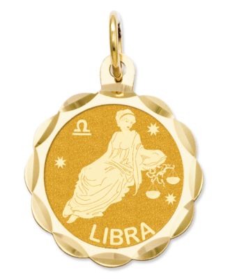 14k Gold Charm, Engraveable Libra Zodiac Disc Charm - Macy's