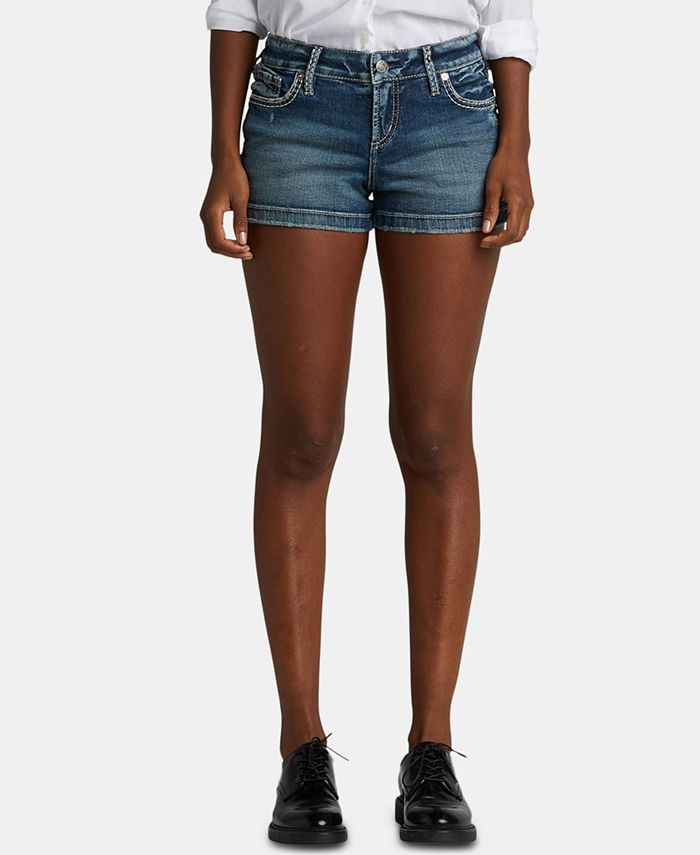 Silver Jeans Co. Elyse Denim Relaxed Curvy-Fit Shorts - Macy's