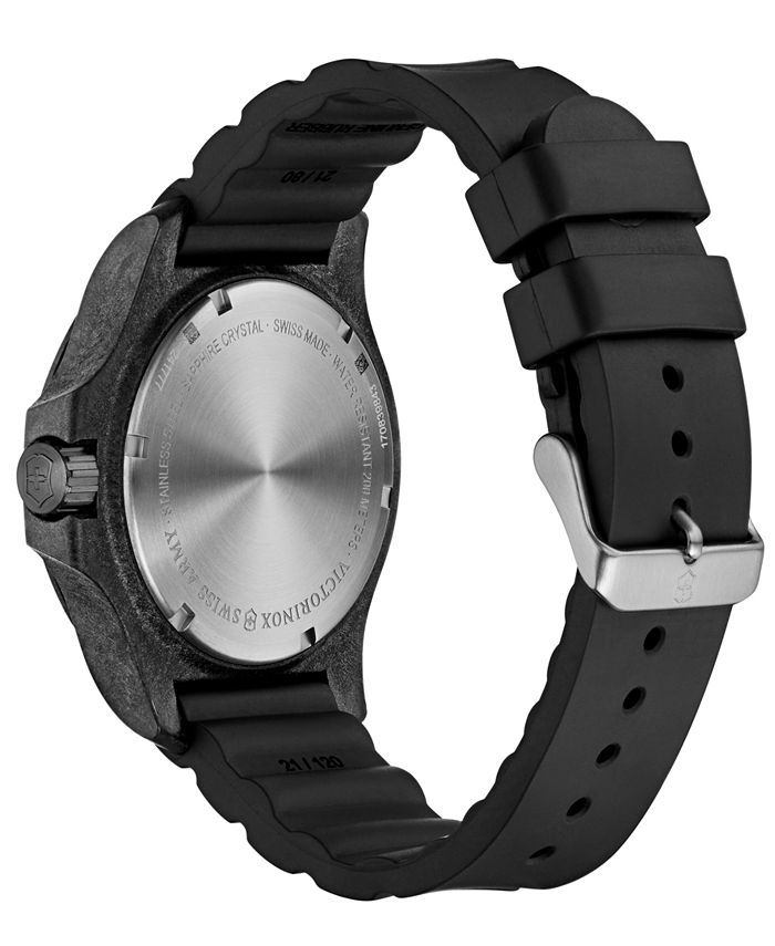 Victorinox Swiss Army Men's INOX Carbon Black Rubber Strap Watch 43mm ...
