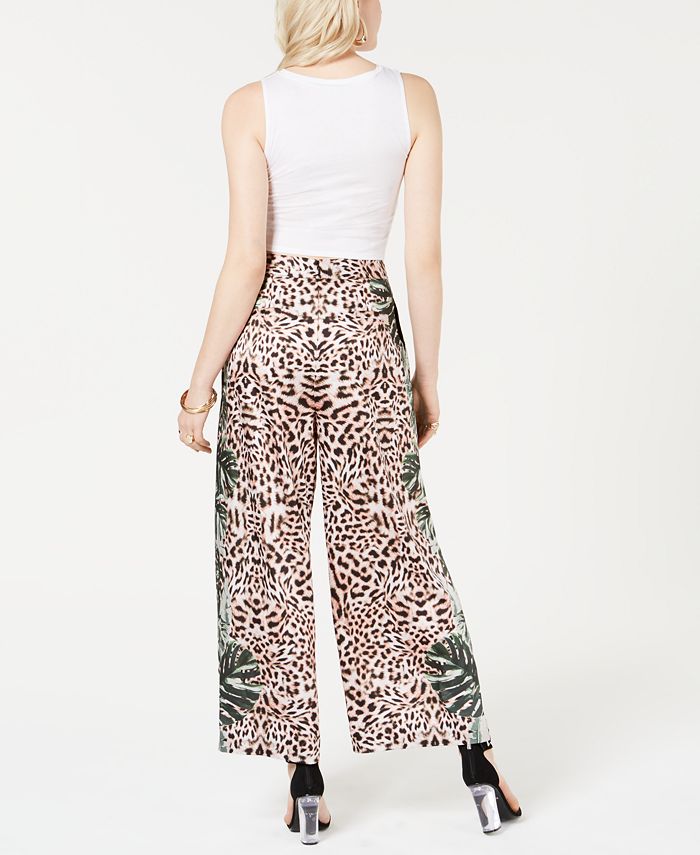 GUESS Terry Mixed-Print Wide-Leg Pants - Macy's