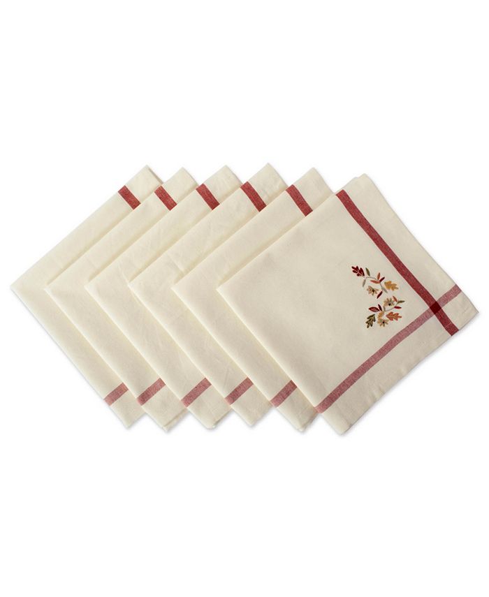Design Imports Embroidered Fall Leaves Corner with Border Napkin, Set ...