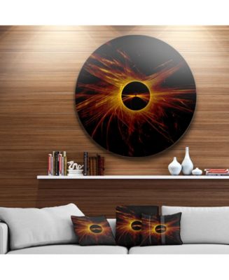 Designart 'Dark Solar Eclipse On Black' Abstract Art On Round Circle ...
