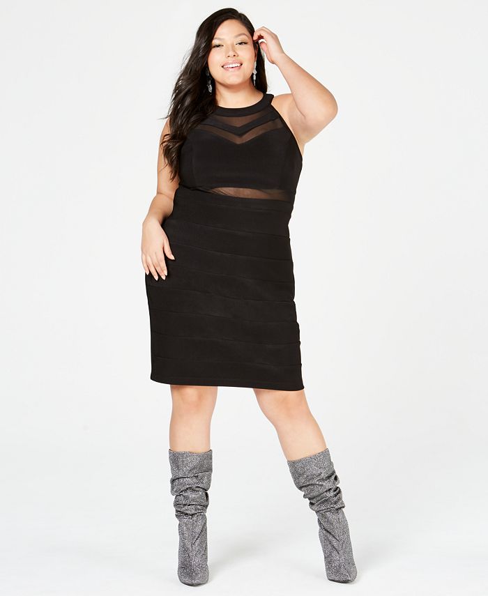 Emerald Sundae Trendy Plus Size Illusion Bandage Dress - Macy's