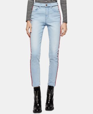 BCBGeneration Racing-Stripe Stretch Skinny Jeans - Macy's