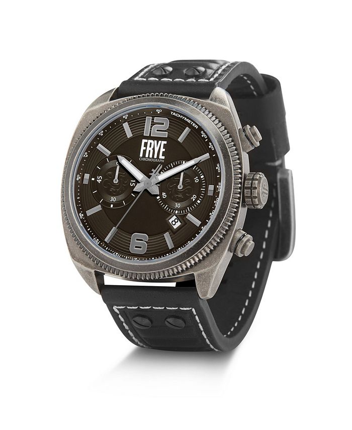 Frye Mens' Moto Engineer Chronograph Black Leather Strap Watch - Macy's