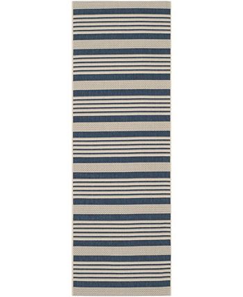 Safavieh Courtyard CY6062 Navy and Beige 2'3" x 6'7" Sisal Weave Runner ...