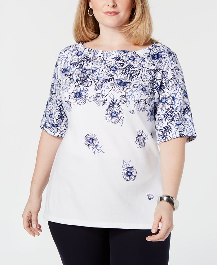 Karen Scott Plus Size Printed Top, Created for Macy's - Macy's