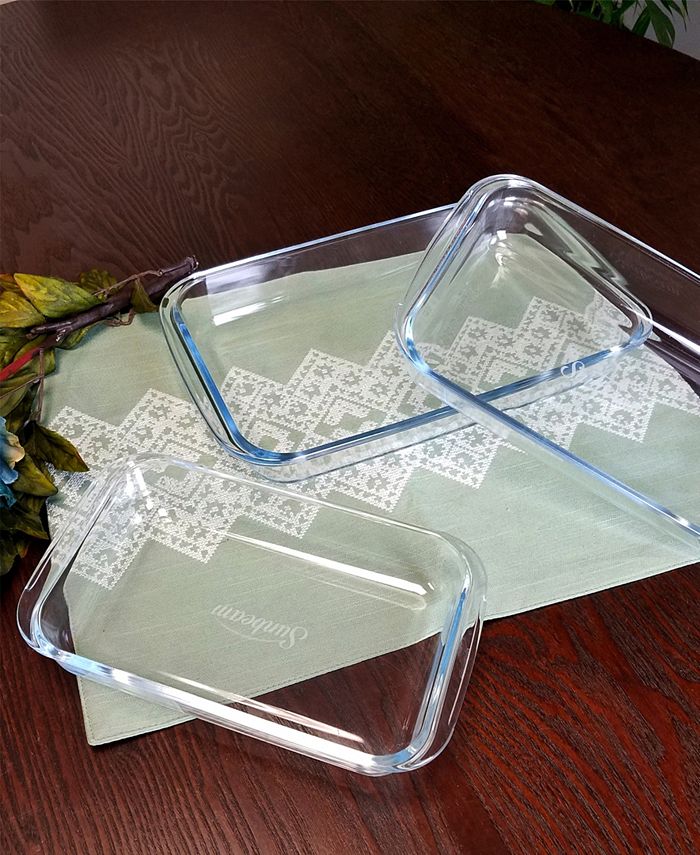 Gibson Sunbeam Everyday Casseroles 3 Piece Borosilicate Glass Bakeware ...