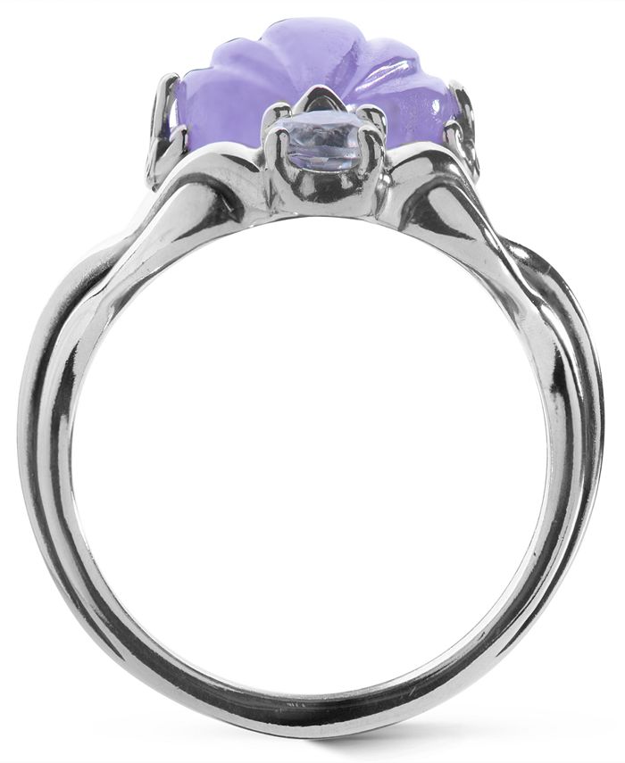 Carolyn Pollack Carved Purple Jade (10x16mm) and White Topaz (1/4 ct. t ...