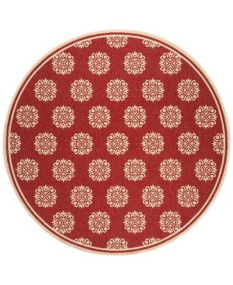 Safavieh Linden Red and Creme 6'7" x 6'7" Round Area Rug - Macy's