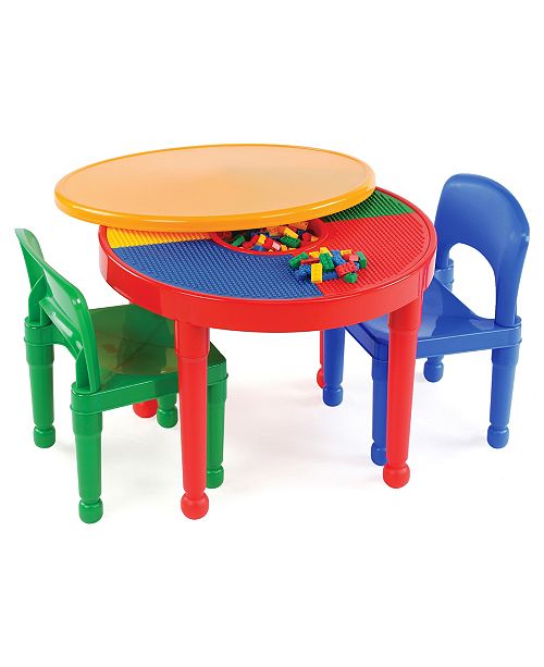 Humble Bee Kids Round Lego-compatible Table and 2 Chairs Set & Reviews ...