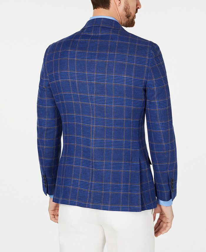 Nautica Men's Modern-Fit Blue Plaid Sport Coat - Macy's