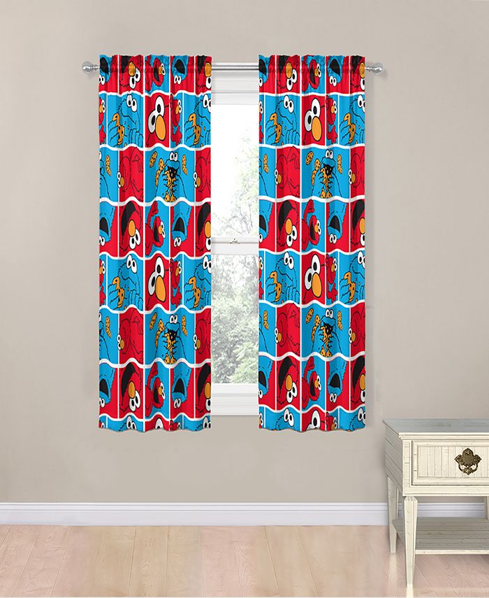 Sesame Street Elmo Cookie Squares 63" Drapes - Macy's