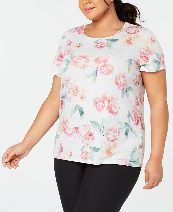Ideology Floral-Print Keyhole-Back Top, Created for Macy's - Macy's