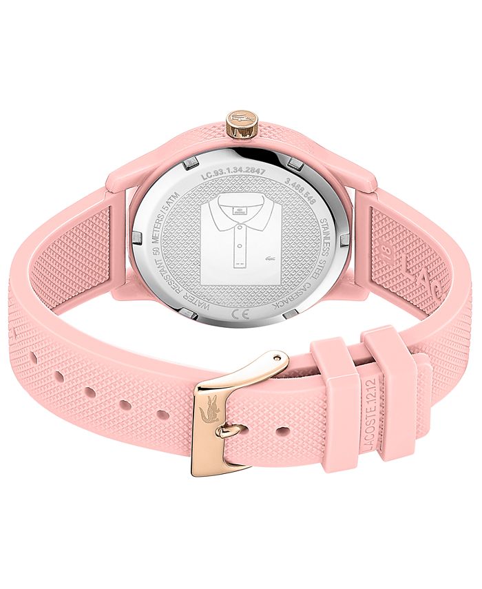 Lacoste Women's 12.12 Pink Rubber Strap Watch 36mm - Macy's