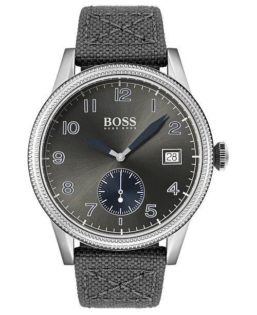 BOSS Men's Legacy Gray Fabric Strap Watch 44mm & Reviews - All Fine ...