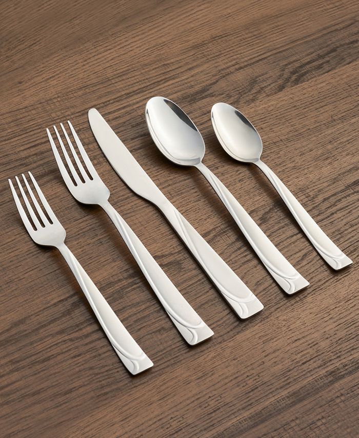 Cambridge Silversmiths Mena Frost 40-Piece Flatware with Chrome Buffet ...