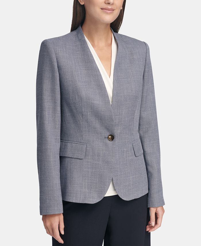 Dkny Chambray Look Collarless Blazer Macy S