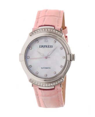 Empress Francesca Automatic Light Pink Leather Watch 35mm - Macy's