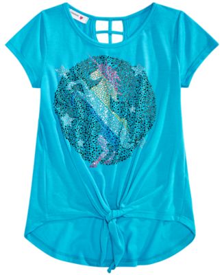 Beautees Big Girls Unicorn Tie-Front Top - Macy's
