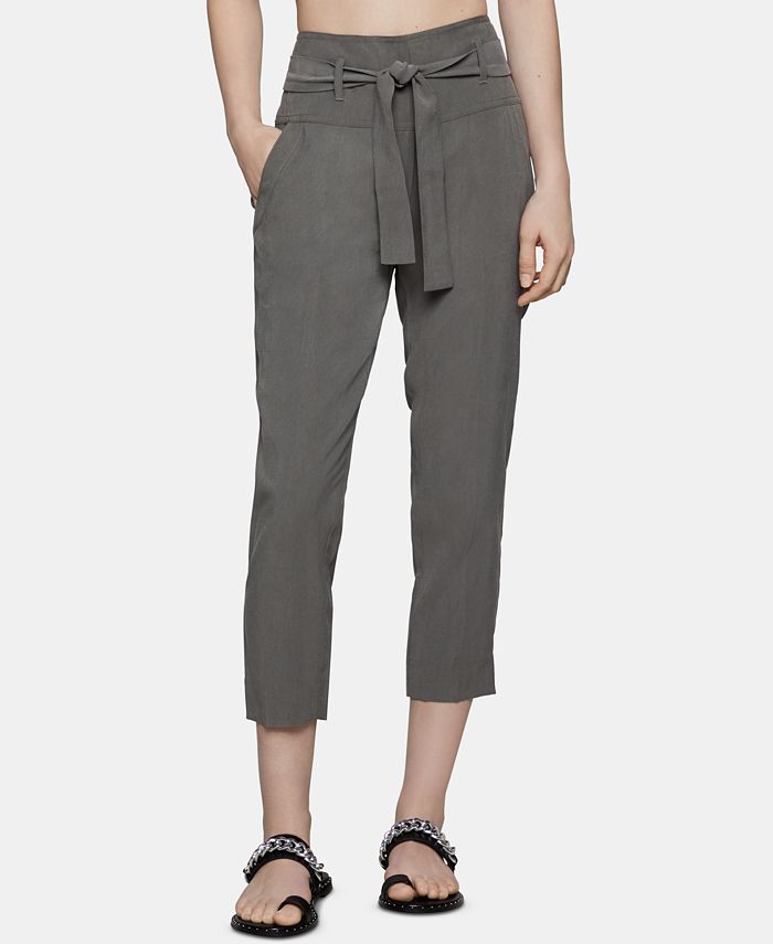 BCBGeneration Tie-Waist Cropped Trousers - Macy's