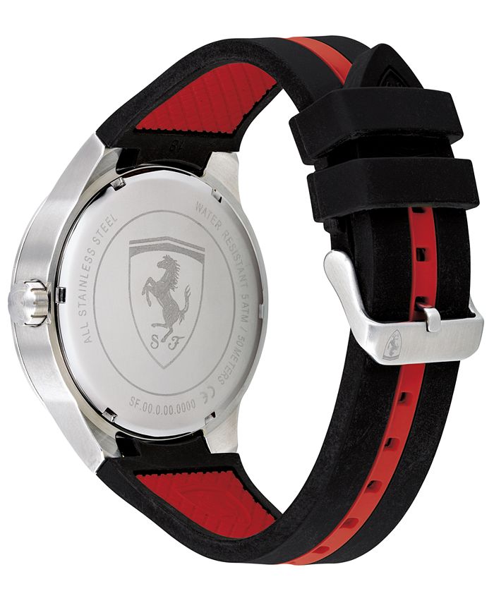 Ferrari Men's RedRev Black Silicone Strap Watch 46mm - Macy's