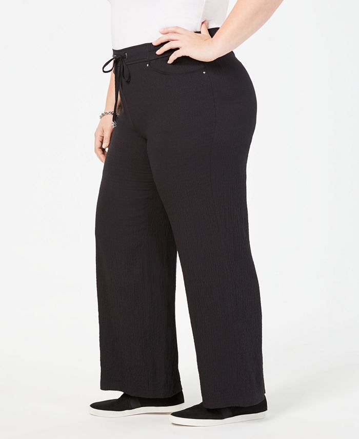 JM Collection Plus Size Wide-Leg Drawstring Pants, Created for Macy's ...