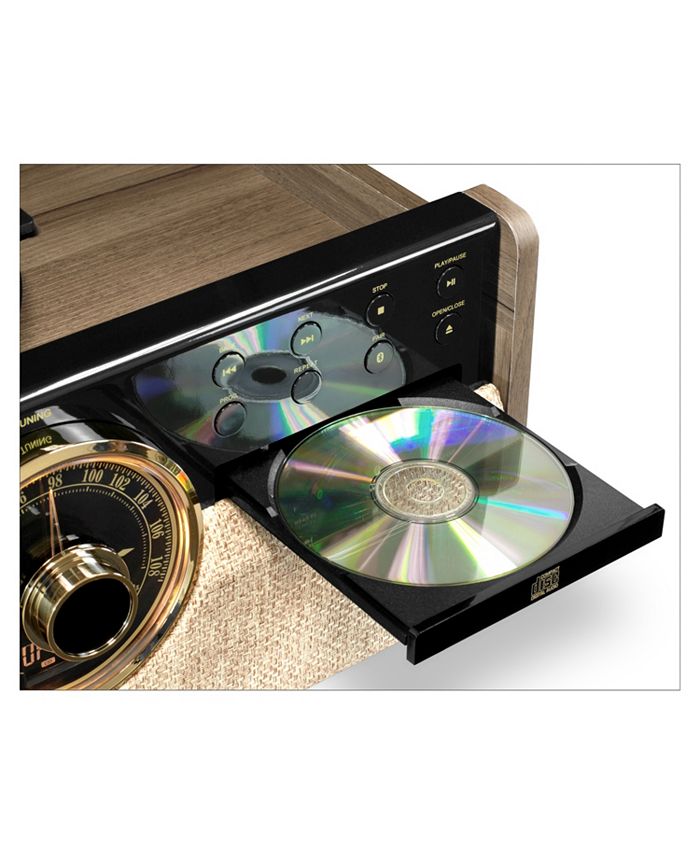 Victrola 6-in-1 Wood Empire Mid Century Modern Bluetooth Record Player ...