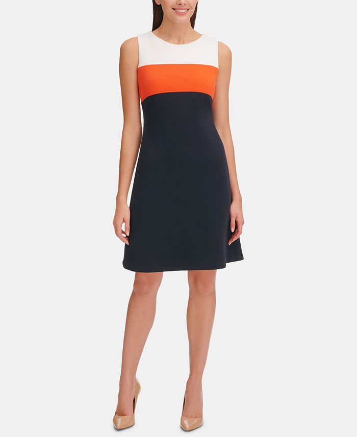 Tommy Hilfiger Piqué Colorblocked Dress - Macy's