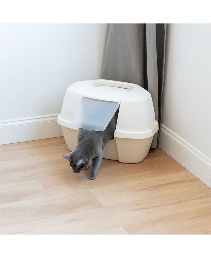 Gingko Large Hooded Corner Litter Box with Scoop - Macy's