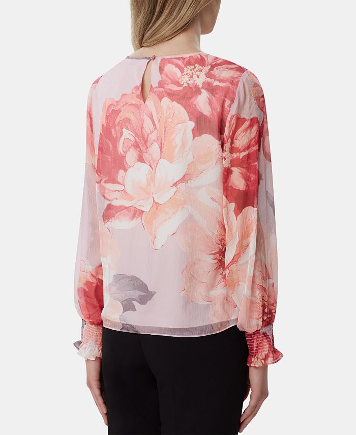 Tahari ASL Floral Textured Top - Macy's