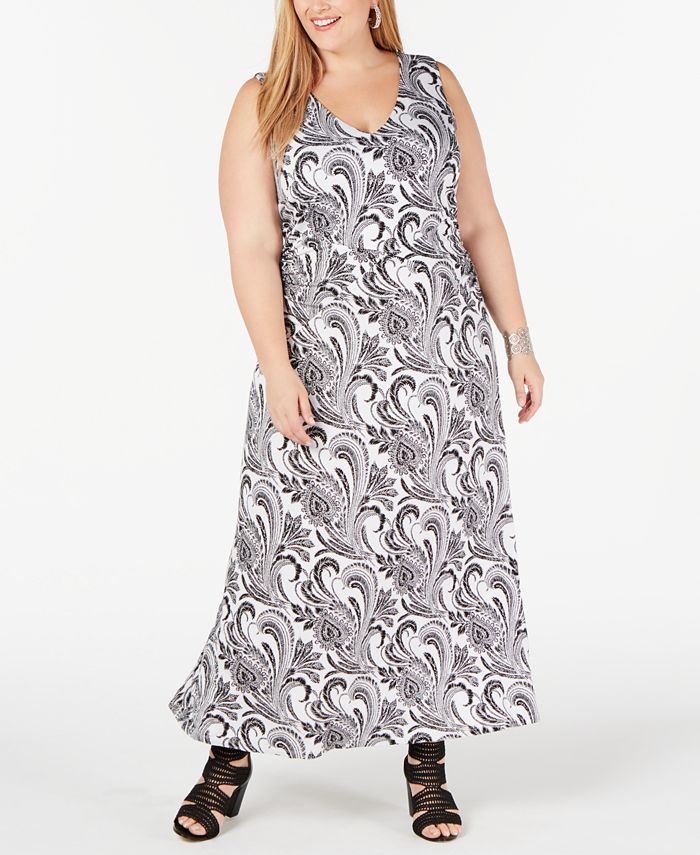 INC International Concepts INC Plus Size Printed Maxi Dress, Created ...