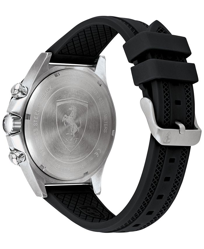 Ferrari Men's Chronograph Pilota Black Silicone Strap Watch 45mm - Macy's