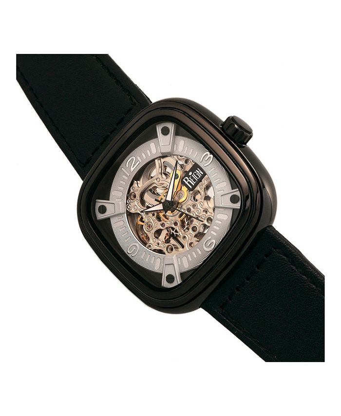 Reign Nero Automatic Rose Gold Dial, Genuine Black Leather Watch 42mm ...