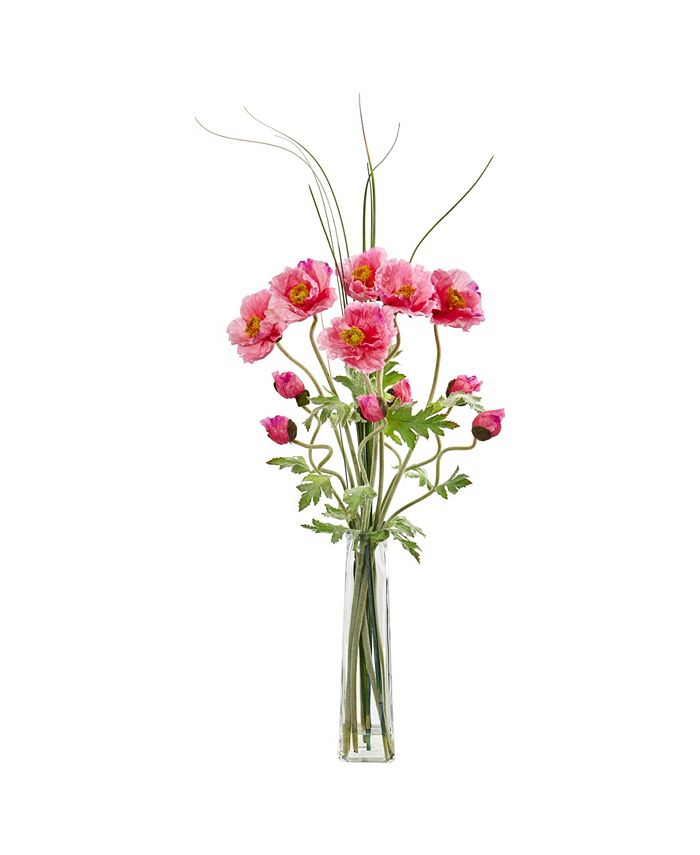 Nearly Natural Poppy and Grass Artificial Arrangement - Macy's