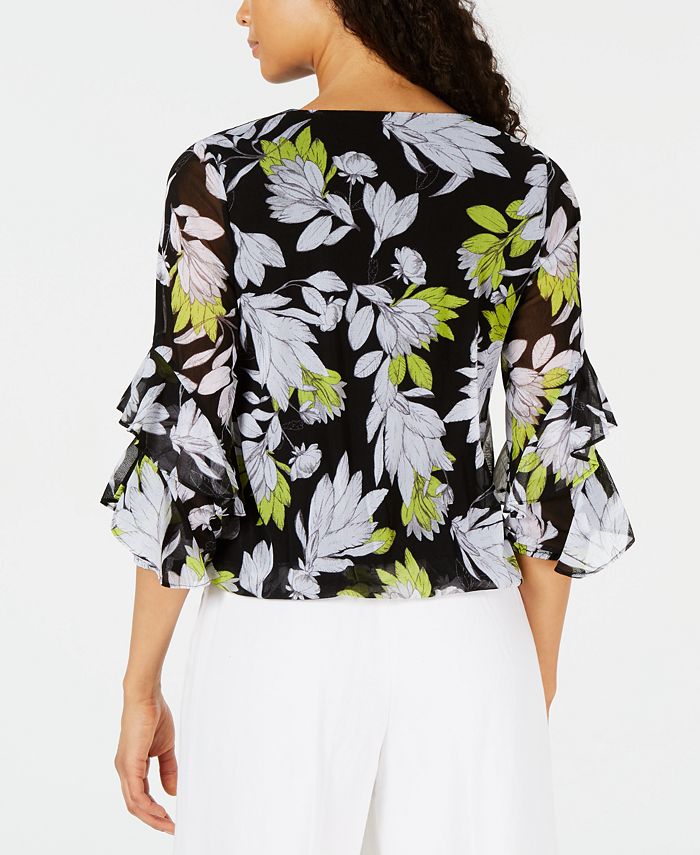 Alfani Printed Smocked-Hem Top, Created for Macy's - Macy's