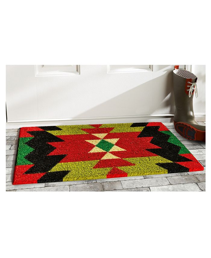 Home & More Aztec Graphic 17" x 29" Coir/Vinyl Doormat - Macy's