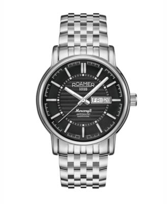 Roamer Men's 3 Hands Day Date 42 mm Dress Watch in Stainless Steel Case ...