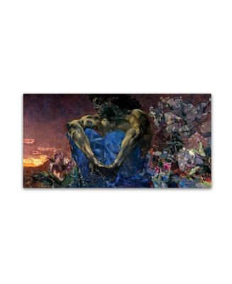 Mikhail Vrubel 'A Sitting Demon' Canvas Art - 47" x 24" x 2" - Macy's