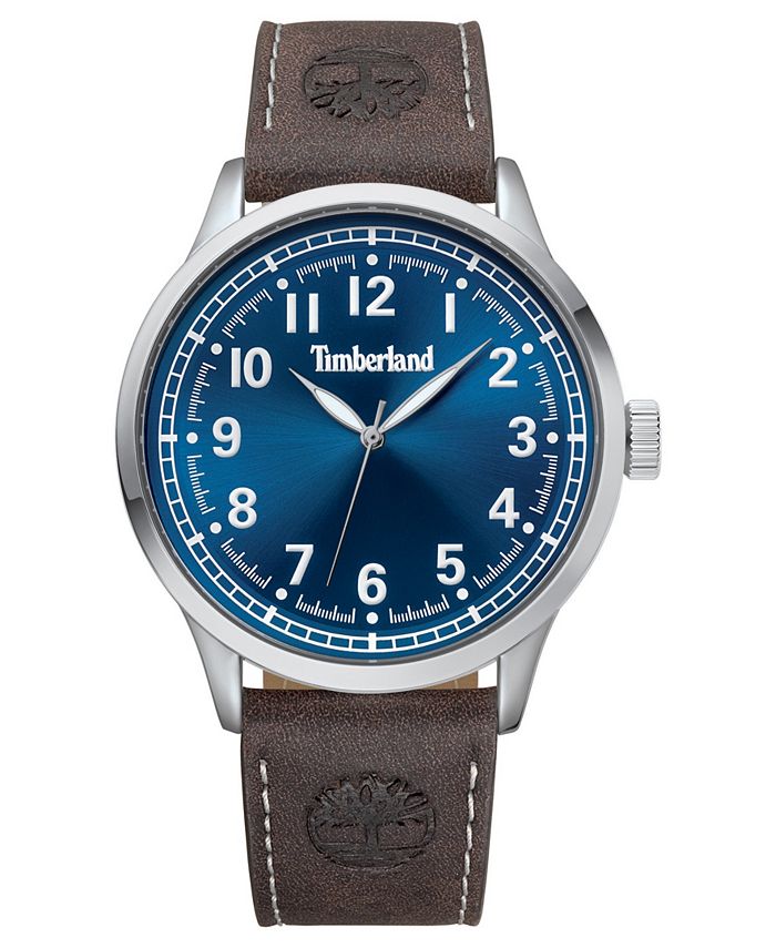 Timberland Men's Alford Dark Brown/Silver/Blue Watch - Macy's