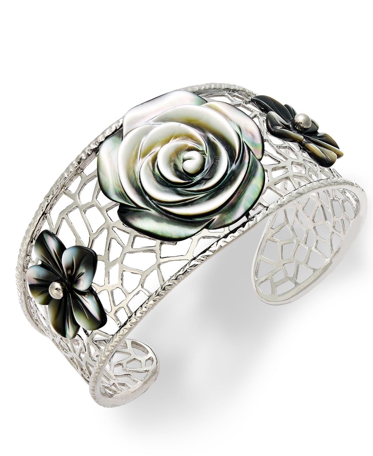 Click here for Cultured Tahitian Mother of Pearl Flower Cuff Brac... prices