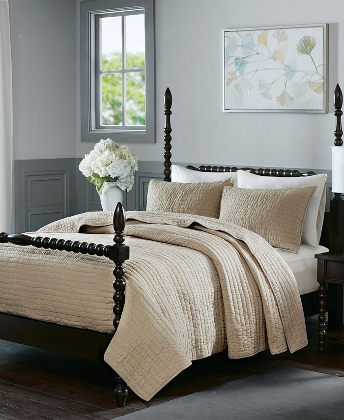 Madison Park Signature Serene Hand Quilted 3-Pc. Quilt Set, King - Macy's