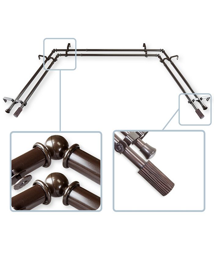 Rod Desyne Cedar 13"/16" Bay Window Double Curtain Rod 78"-144" - Macy's