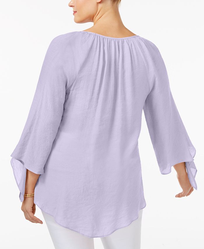 NY Collection Plus Size Lace-Trim Tunic - Macy's