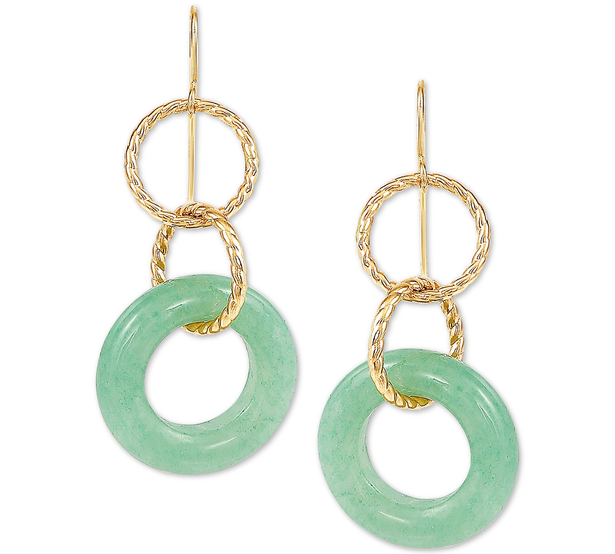 Click here for Jade Multi-Ring Drop Earrings in 10k Gold - Yellow... prices