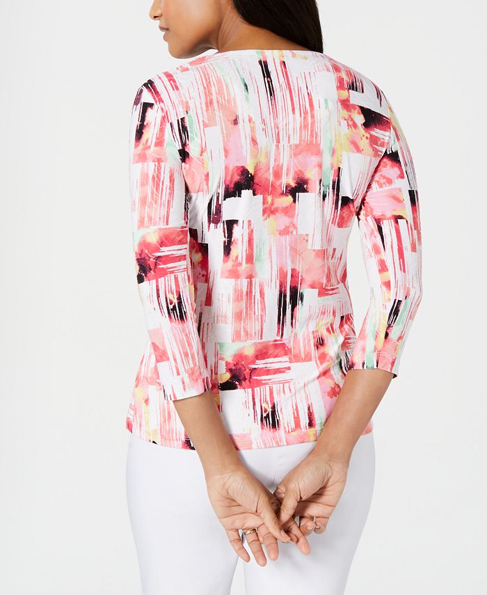 JM Collection Printed Jacquard Top, Created for Macy's - Macy's