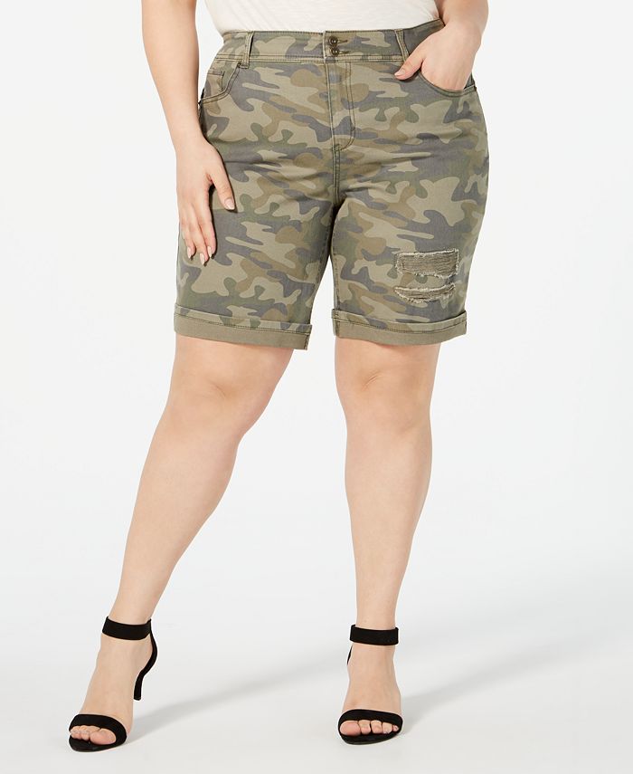 Style & Co Plus Size Camo-Print Shorts, Created for Macy's - Macy's
