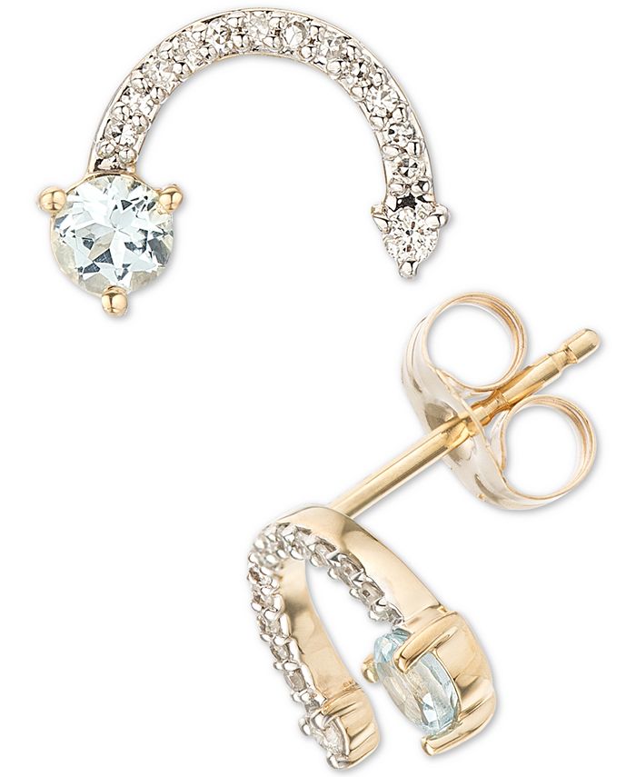 Elsie May Blue Topaz (1/4 ct. t.w.) & Diamond (1/10 ct. t.w.) Arch Stud ...